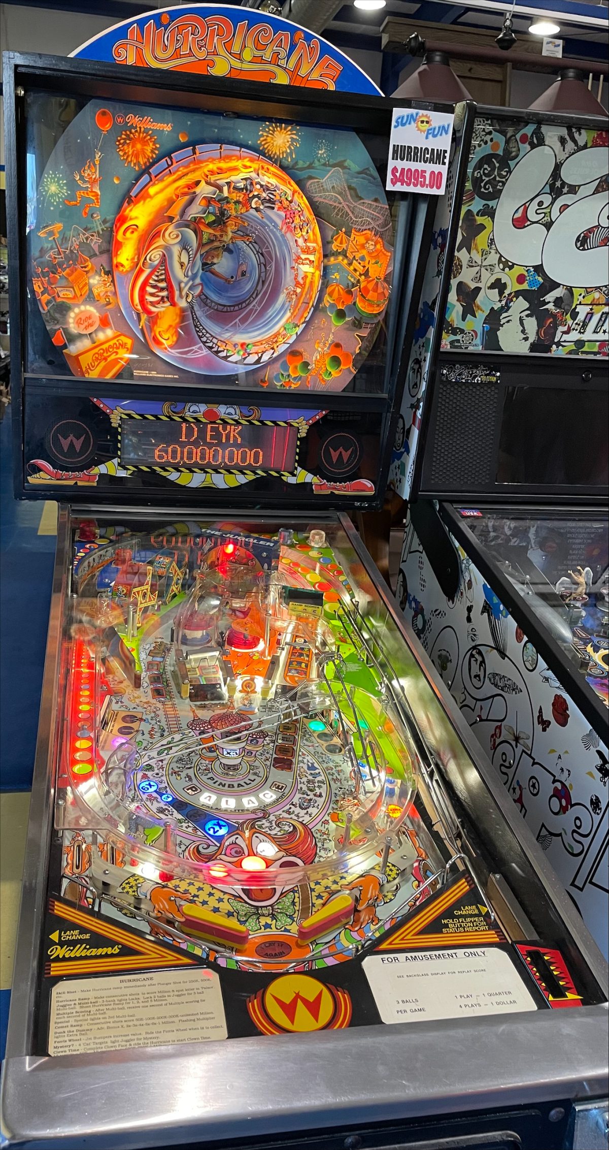 Hurricane Pinball - Sun Fun Amusements